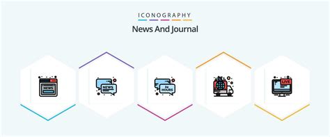 news 25 filledline icon pack including tv car hours broadcast