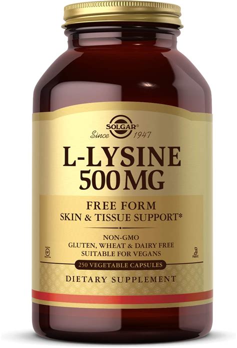 Solgar L Lysine 500 Mg 250 Vegetable Capsules Enhanced