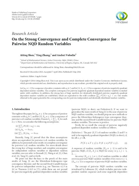 Pdf On The Strong Convergence And Complete Convergence For Pairwise