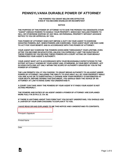 Printable Financial Power Of Attorney Form