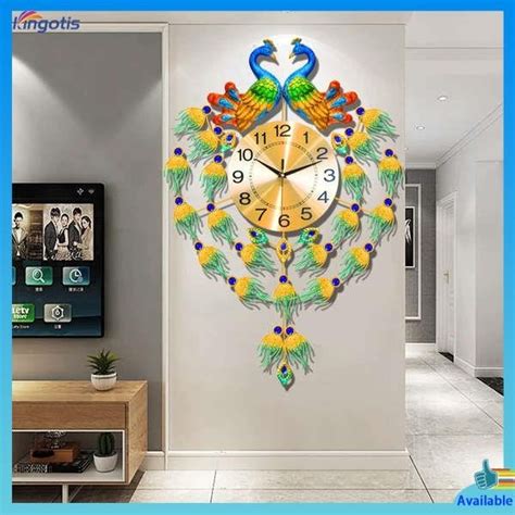 Jam Dinding Ruang Tamu Jam Dinding Digital Peacock Cahaya Mewah