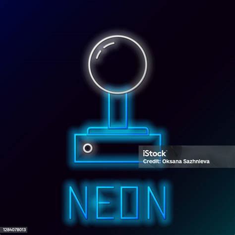 Garis Neon Bersinar Joystick Untuk Ikon Mesin Arcade Terisolasi Pada