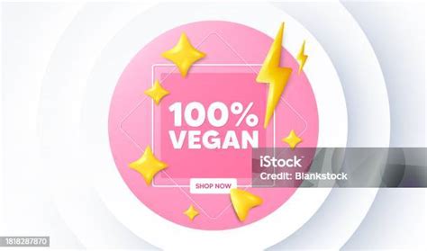 100 비건 유기농 바이오 식품 기호입니다 뉴모픽 프로모션 배너입니다 벡터 0명에 대한 스톡 벡터 아트 및 기타 이미지 0명 3차원 형태 고급 Istock