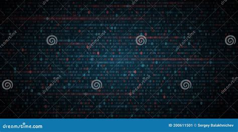 Glowing Binary Software Code Background Random Binary Numbers Of