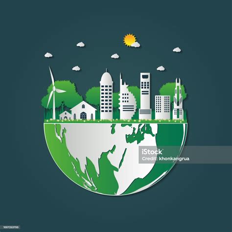 건물 Ecologygreen 도시 환경 친화적인 개념 Ideasvector 일러스트와 함께 세계를 돕는 0명에 대한 스톡 벡터