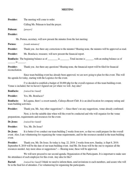 Meeting Script Pdf Government Business Meeting Script Pdf Government Business