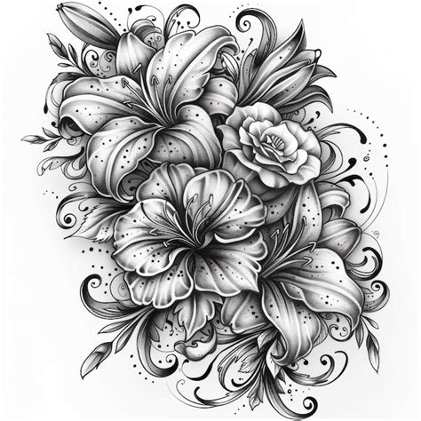 Premium Collection Of Floral Tattoo Designs Featuring Roses And Lilies