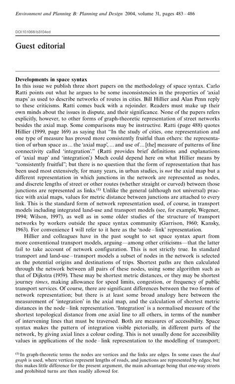 PDF Developments In Space Syntax