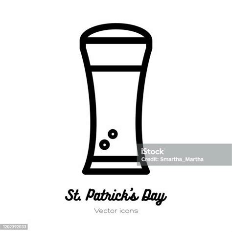 세인트 패트릭 의 날 맥주 유리 파인트 머그잔 탱커드 벡터 아이콘 로고 기호 버튼에 대한 검은 색 흰색 라인 아트 플랫 아이콘 17에 대한 스톡 벡터 아트 및 기타 이미지