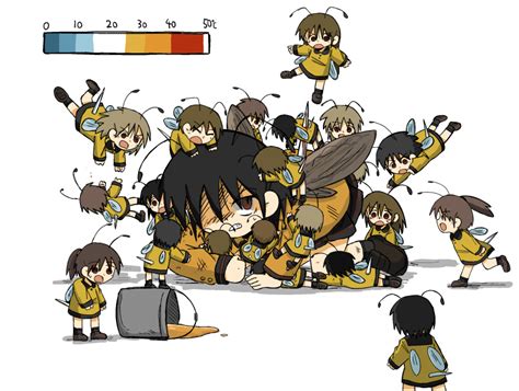 Safebooru 6girls Antennae Arthropod Girl Bee Girl Bee Wings Black