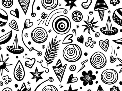 Premium Vector Doddle Seamles Pattern Illustration Black And White