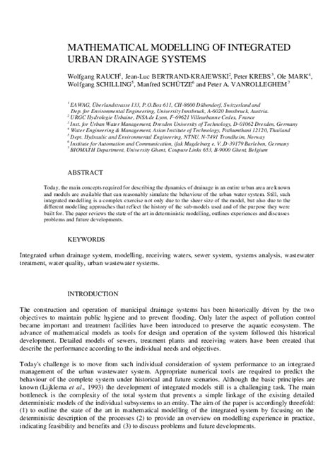 Pdf Deterministic Modelling Of Integrated Urban Drainage Systems P Vanrolleghem And