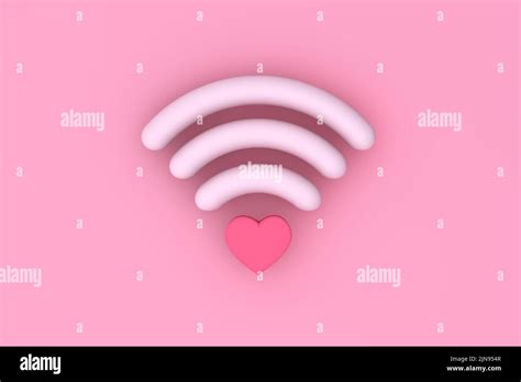 3d Rendering Pink Cute Wi Fi Icon Internet Connection Symbol Stock
