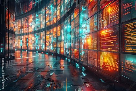 abstract network grid with files and folders futuristic software