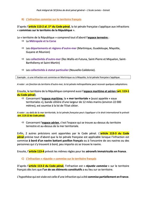 Fiches de droit pénal général L école Jurixio