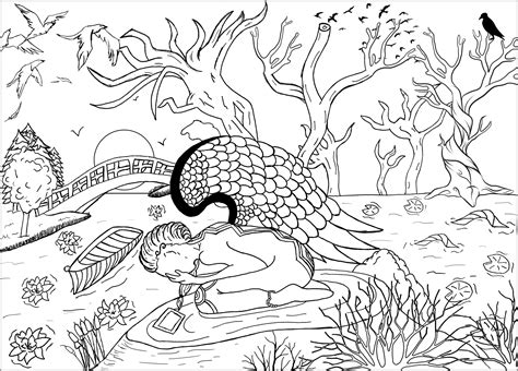 Ange dechu Coloriages de Mythes et légendes à imprimer