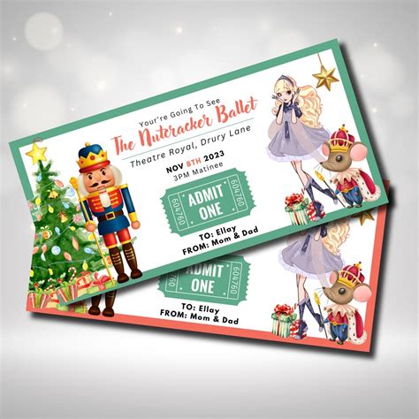 Editable Nutcracker Ticket Personalized Nutcracker Ballet T Ticket