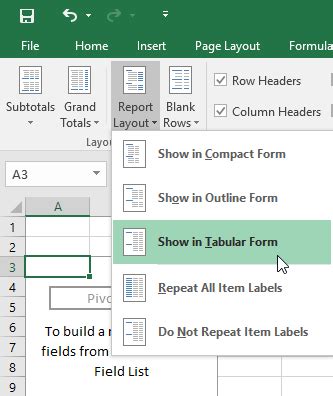Excel Pivot Table Tabular Layout ChocolateDer