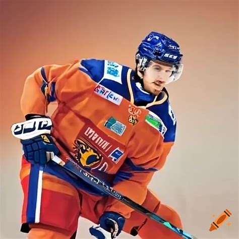 Player from kiekko espoo playing ice hockey on Craiyon