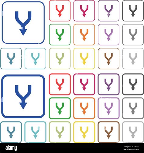 Merge Arrows Down Color Flat Icons In Rounded Square Frames Thin And Thick Versions Included