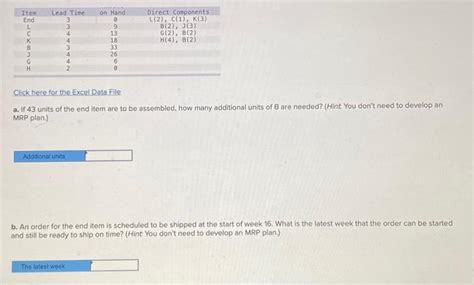 solved click here for the excel data file a if 43 units of