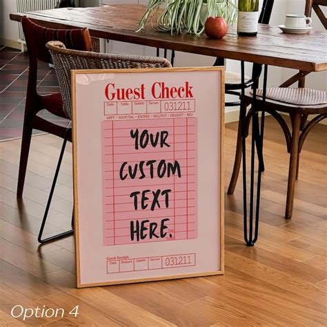 Customize Guest Check Print Aesthetic Typographic Preppy Posters