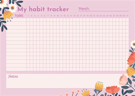 Habit Tracker Aesthetic Monthly With Flowers Lilac Free Download
