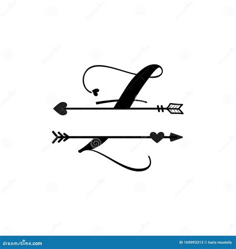 Initial Z Love Monogram Split Letter Vector Isolated Stock Vector