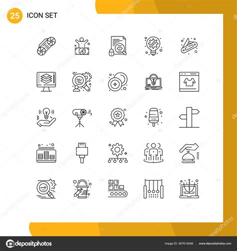 Universal Lines Set Web Mobile Applications Knife Light Bulb File Stock Vector By ©flatart 367614046