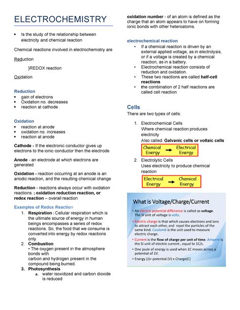 Electrochemistry Chem Lec Notes Electrochemistry Is The Study Of