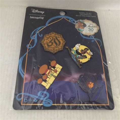 New Loungefly Disney Aladdin 30th Anniversary 4pc Pin Set
