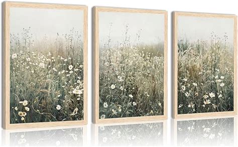3pcs Framed Wildflower Wall Art Nature Botanical Floral