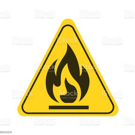 주의 화재 위험 노란색 요소입니다 인화성 물질 경고 표시 웹 페이지 모바일 앱 프로모션에 대한 픽토그램 Ui Ux Gui 디자인 요소입니다 0명에 대한 스톡 벡터 아트 및
