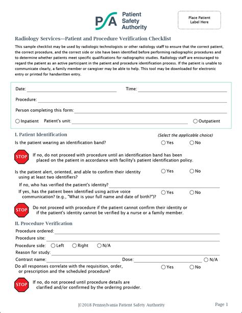 Radiology Services Patient And Procedure Identification Assessment