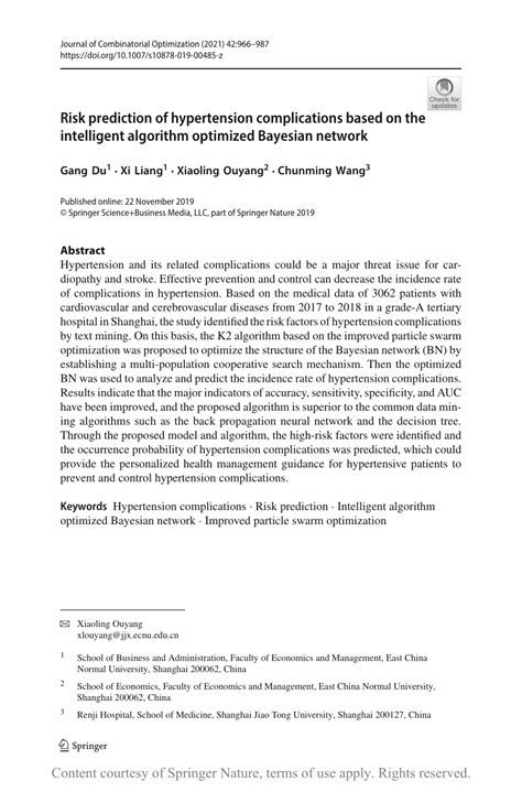Risk Prediction Of Hypertension Complications Based On The Intelligent