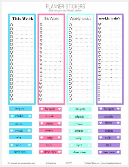 Weekly To Do List Side Margin Planner Stickers Free Printable