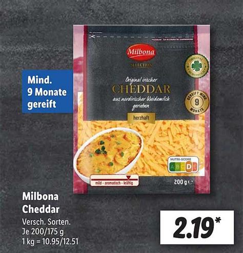Milbona Cheddar Angebot Bei Lidl 1prospekte De