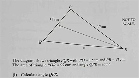 Solved The Diagram Shows Triangle PQR With PQ Cm And PR Cm The Area Of Triangle PQR Is