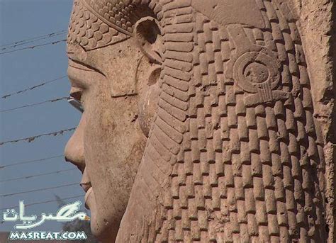 Sohag وجه تمثال الاميرة ميريت امون في معبد رمسيس الثاني بمدينة اخميم الاثرية في سوهاج
