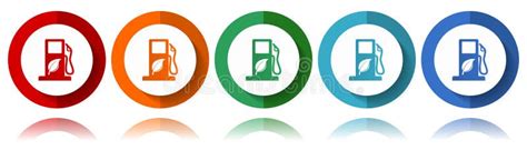 Biofuel Ethanol Vector Icons Flat Icon Set For Logo Design Webdesign
