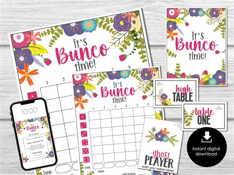 Spring Bunco Score Cards May Bunco Score Sheets Flowers Bunco