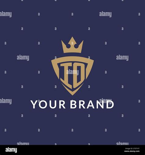 Io Logo With Shield And Crown Monogram Initial Logo Style Vector File