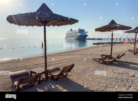 Sir Bani Yas Island United Arab Emirates With Cruise Ship And Beach