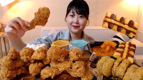 바삭함의 끝판왕😋 포테킹 후라이드치킨 스윗하바네로 뿌링소떡 뿌링멘보샤 로제분모자떡볶이 먹방 Fried Chicken