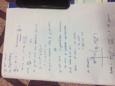 Find The Maximum And Minimum Value Of Y 4x 2 4x 7