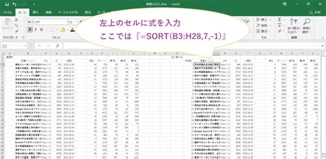 Excel エクセルで自動で並び替えて連動させる関数の名前は？やり方を動画 画像で Curlpingの学びblog