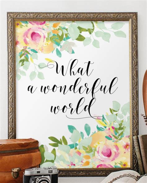 Song Lyrics Wall Art What A Wonderful World Print Typography Etsy