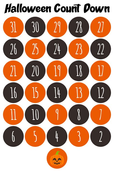 Halloween Countdown Calendar Printable Printable Calendars At A Glance