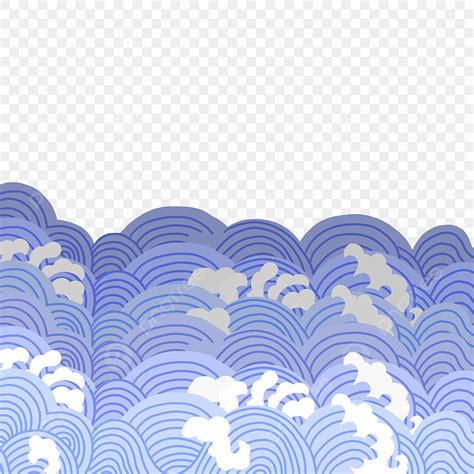 藍色 海浪 海水 花紋 手繪 卡通 免扣素材圖案，psd和png圖片免費下載