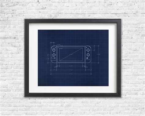 Nintendo Switch Handheld Blueprint Video Game Decor Etsy